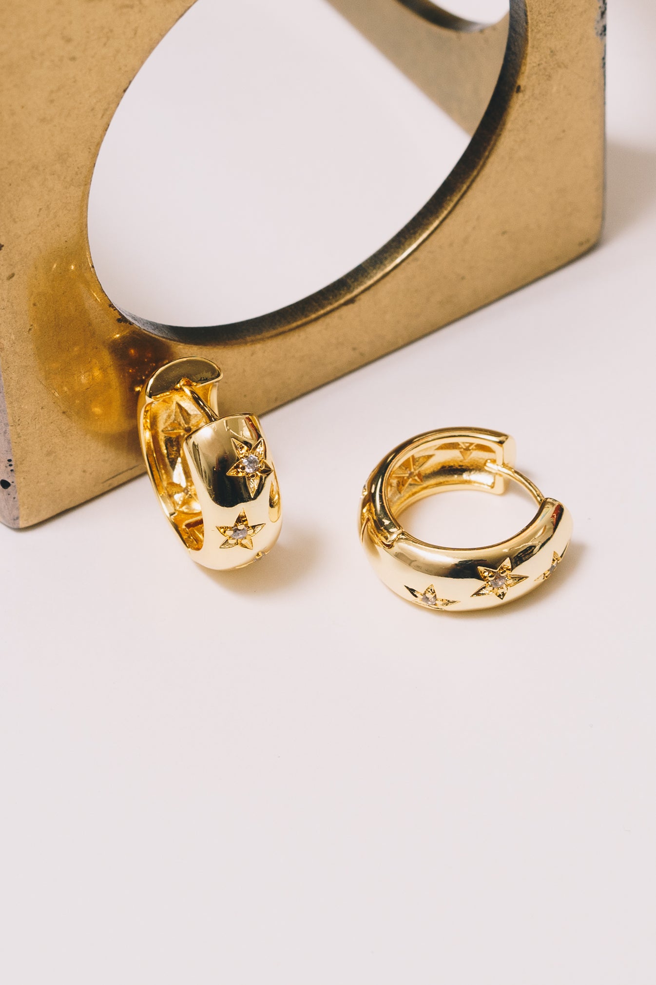 Celestial Hoop Earrings with Stars | 18K Gold Plating – Janna Conner